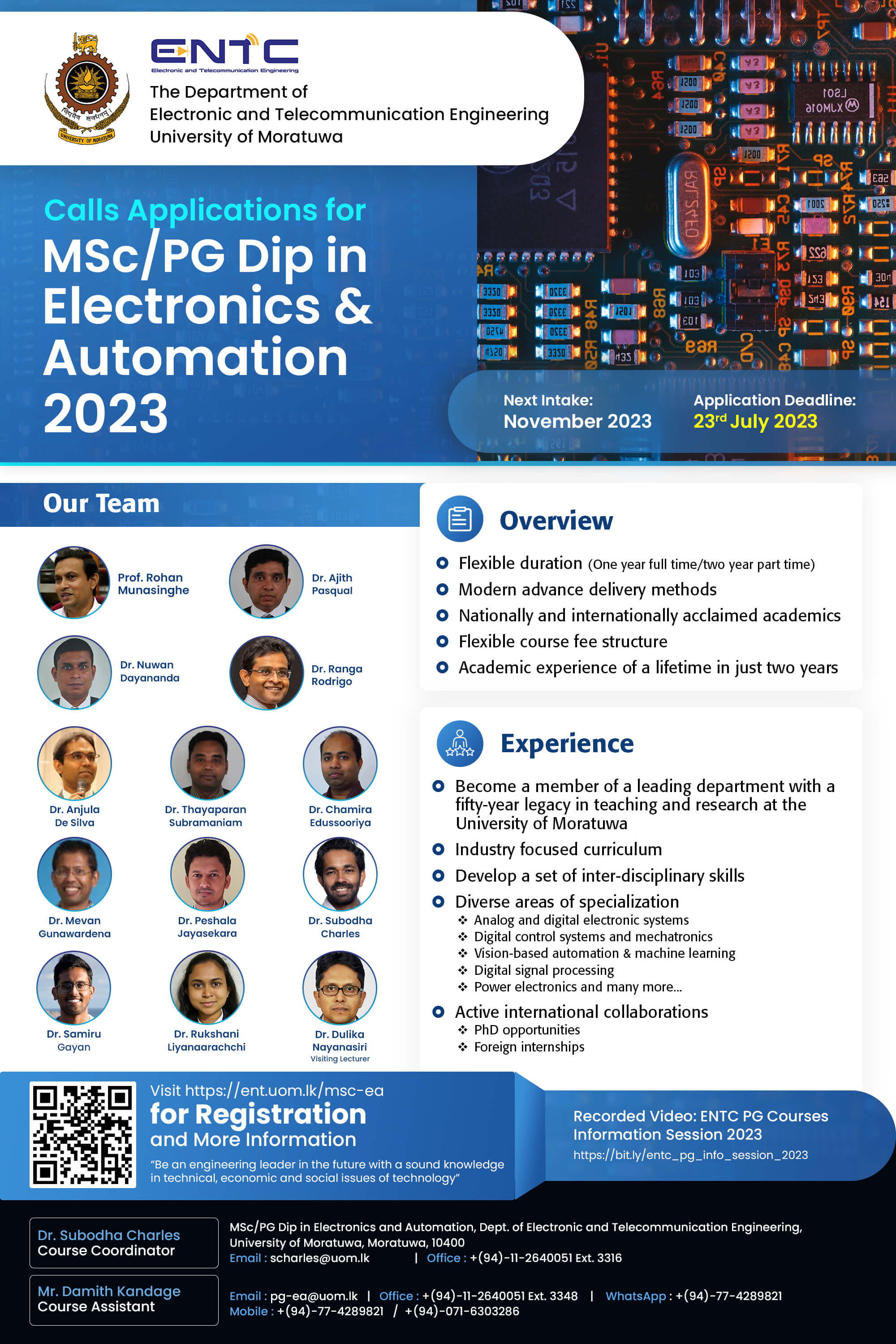 MSc/PG Diploma in Electronics and Automation | University of Moratuwa